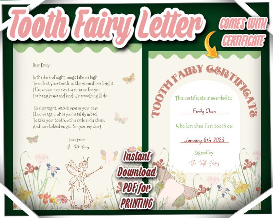 Tooth Fairy Letter Printable Tooth Fairy Letter Tooth Fairy - Etsy Canada
