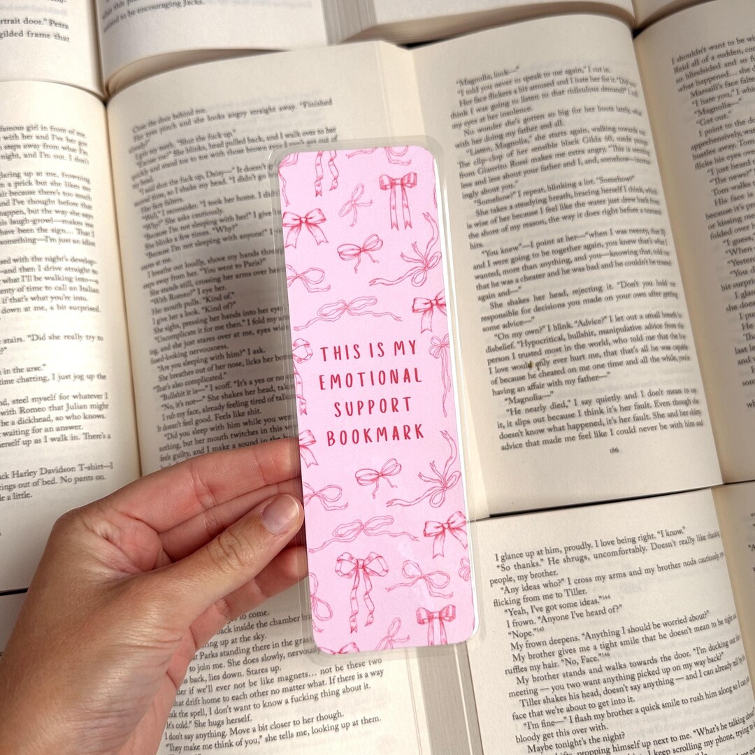 Emotional Support Bookmark: Pink Bow Laminated Cardstock - Etsy