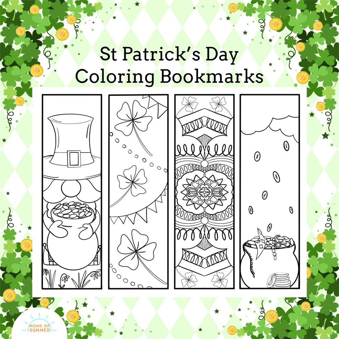 St. Patrick’s Day Spring Coloring Bookmarks for Kids and Adults: 4 ...
