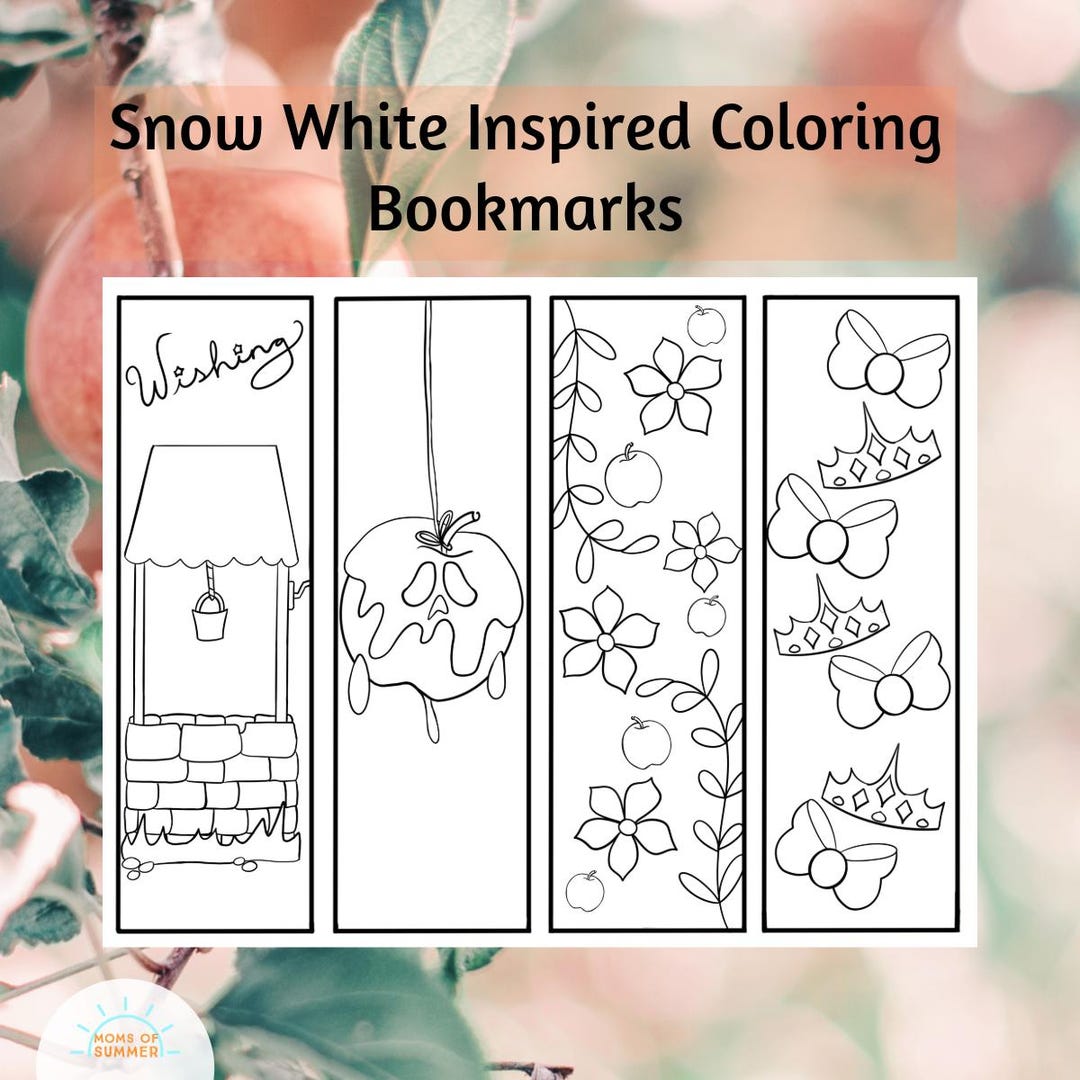 Snow White Inspired Fairy Tale Coloring Bookmarks for Kids and Adults ...