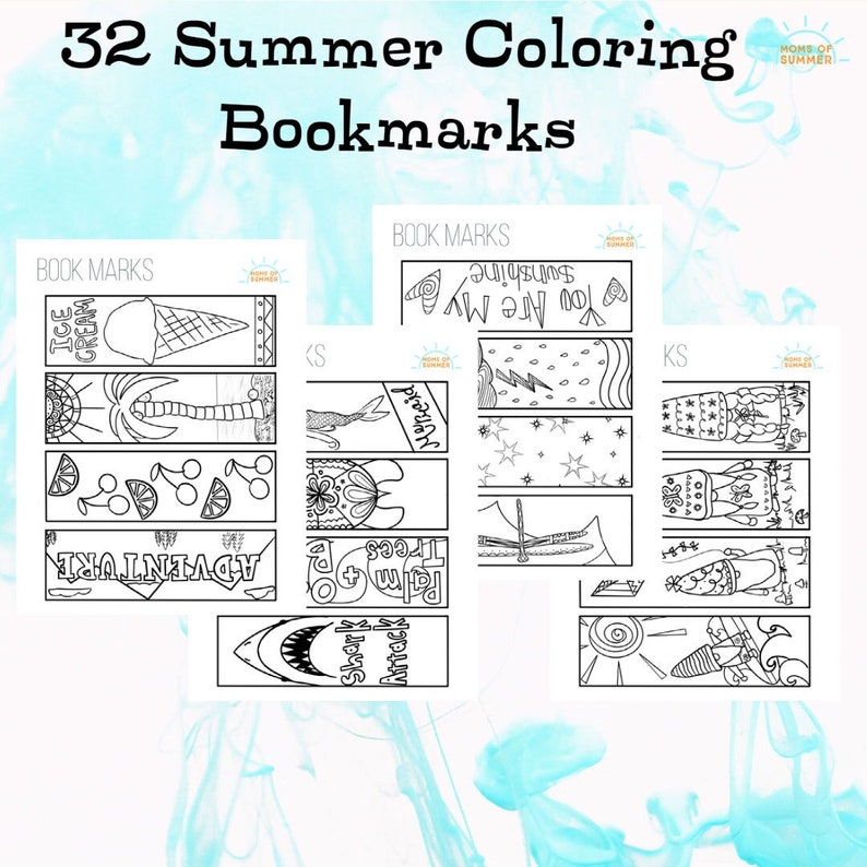 Summer Coloring Bookmarks for Kids & Adults: 32 Bookmarks - Etsy