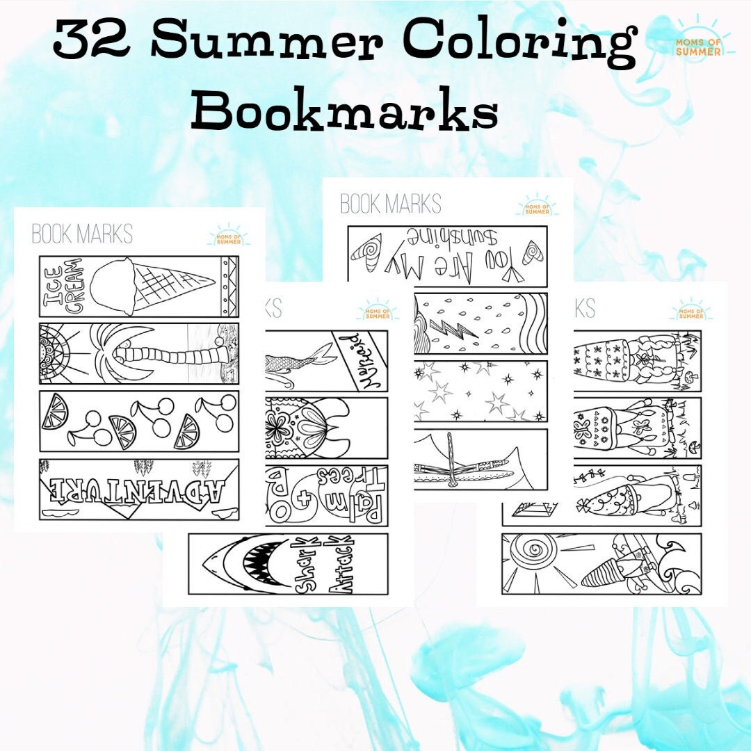 Summer Coloring Bookmarks for Kids & Adults: 32 Bookmarks - Etsy