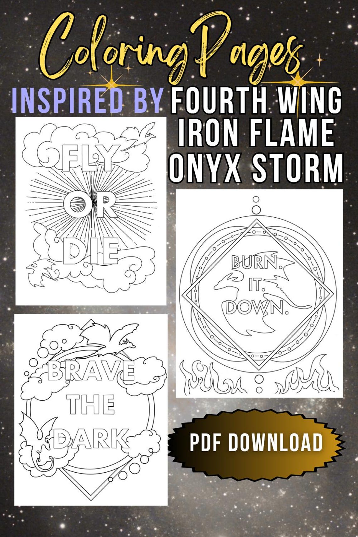 Fourth Wing Coloring Pages - Iron Flame & Onyx Storm Inspired Art (PDF ...