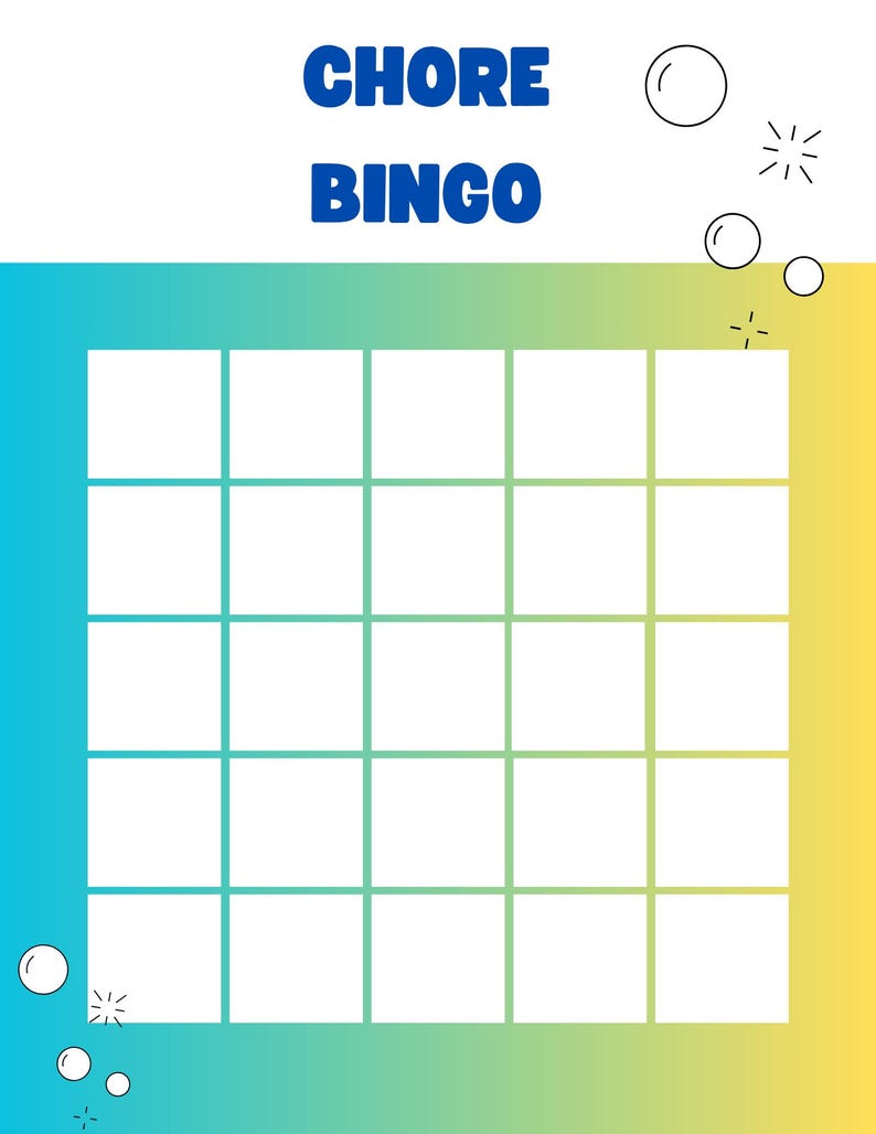 BINGO Chore Chart for Kids, Printable PDF Download - Fun Reward System ...
