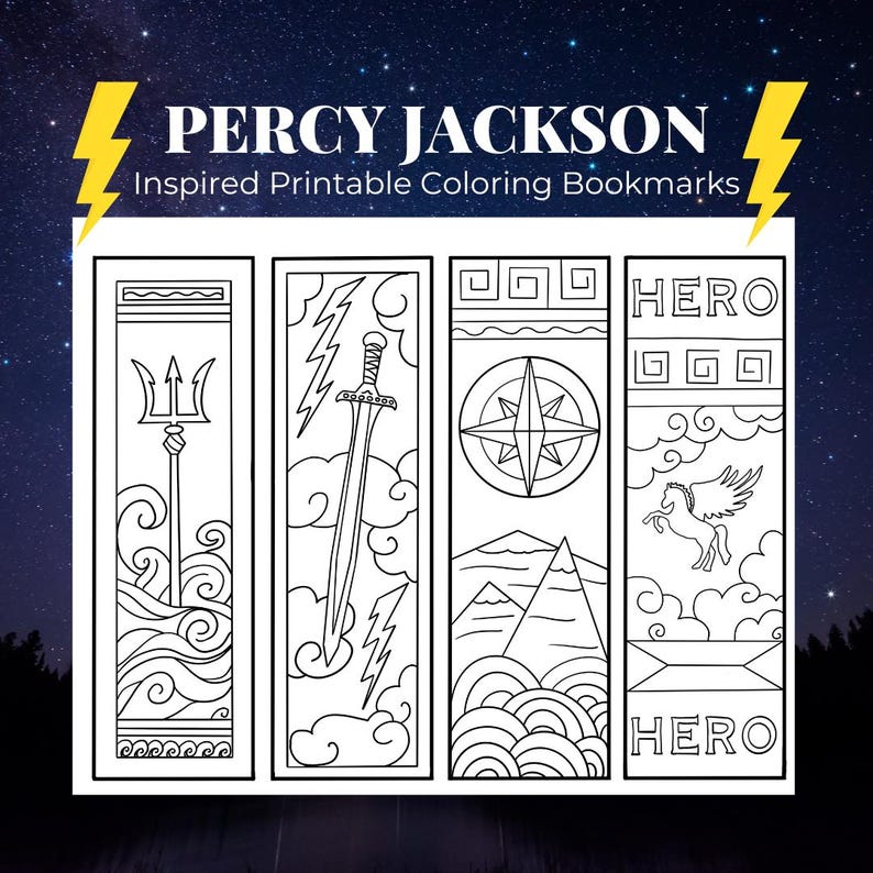 Percy Jackson Coloring Bookmarks, Greek Mythology Art (printable PDF ...