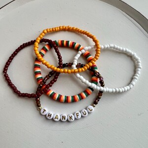 5 Piece “thankful” Bracelet Set | Stackable Bracelet Set| Festive ...