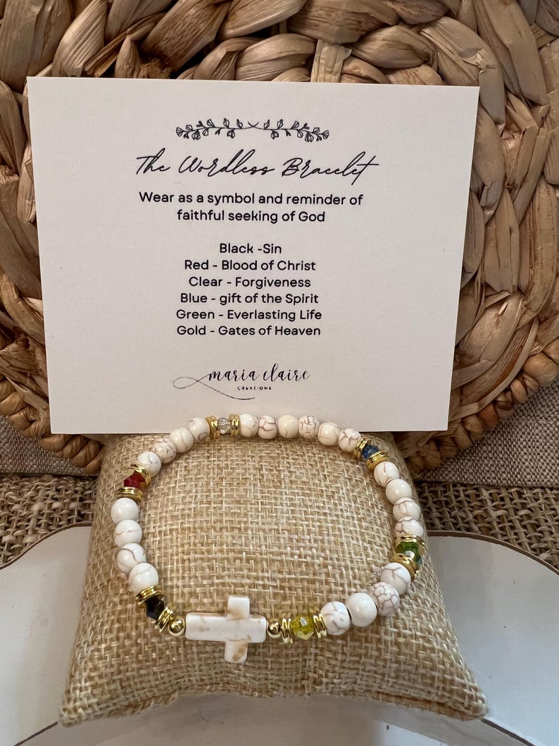 Howlite Cross Beaded Wordless Bracelet | Christian Jewelry - Etsy