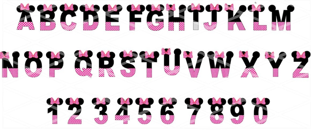 Mouse Minnie Bow Letters Font SVG Png Pdf Polka Dot Ears - Etsy