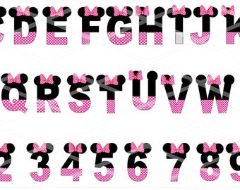 Mouse Minnie Bow Ears Font Letters Alphabet Image SVG Png Pdf - Etsy