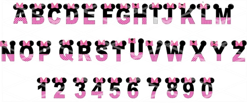 Mouse Minnie Bow Letters Font SVG Png Pdf Polka Dot Ears - Etsy