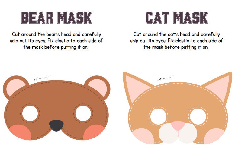 Printable Masks Worksheet for Kids Animals Activity, Printable ...