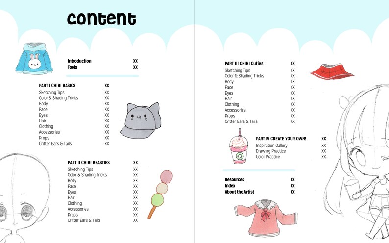 Cómo dibujar Kawaii Chibi, Chibi Art Hojas de trabajo imprimibles Arte ...