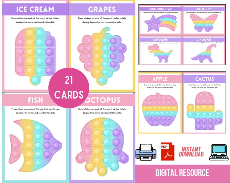 Pop-it Activity Cards for Fine Motor Skills (PDF) - Etsy