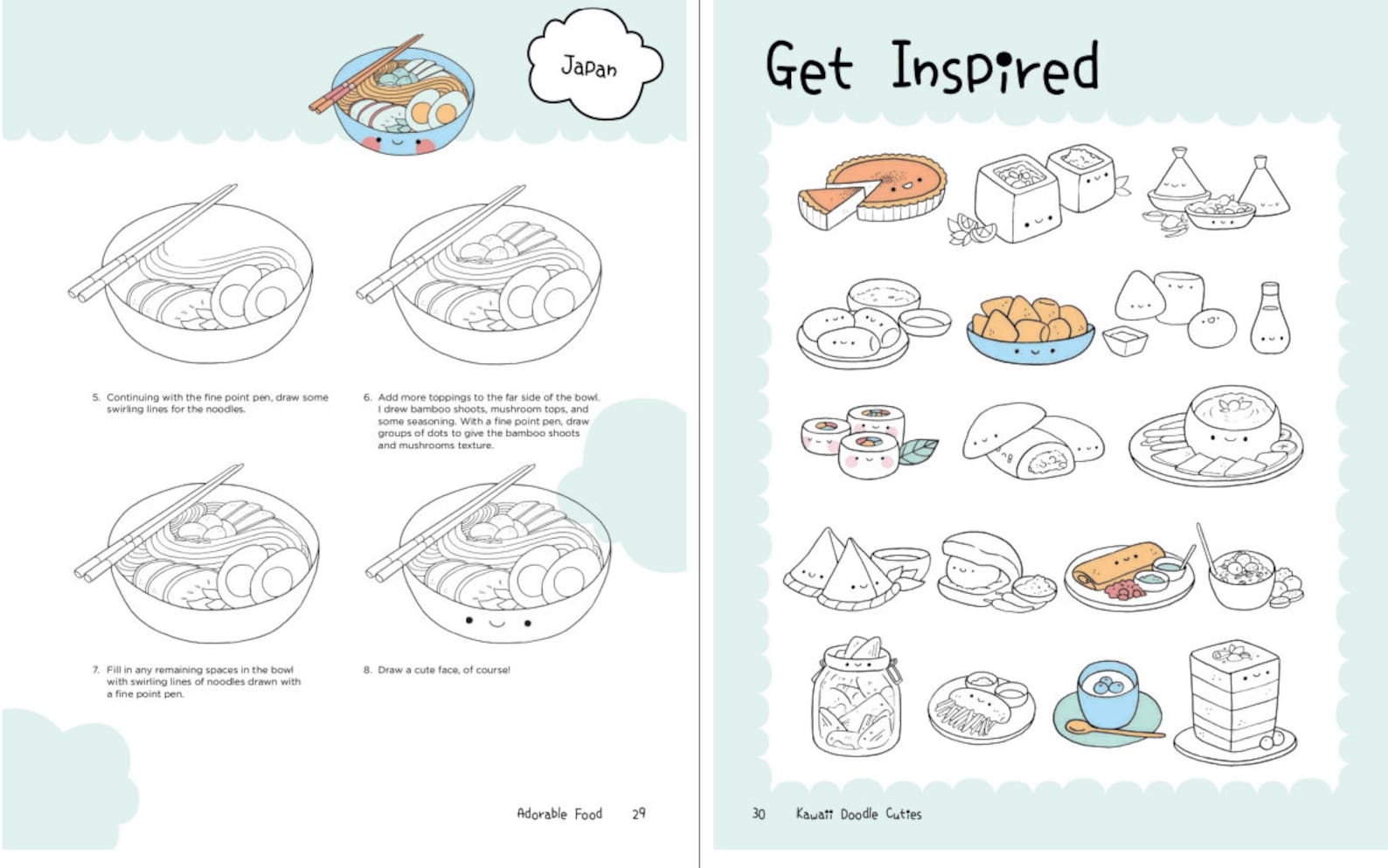 How to Draw Kawaii Doodles, Cute Art Printable Worksheets Art Digital ...