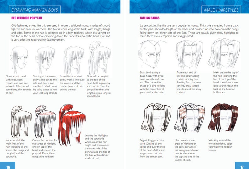 How to Draw Manga Faces: Anime Art Guide (PDF Pattern) - Etsy