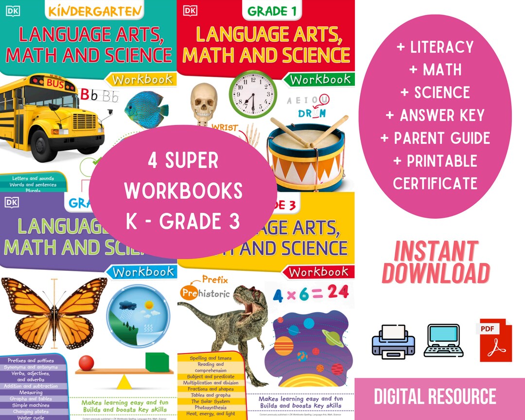 Literacy, Math & Science Bundle (K -grade 3), Math Printable Worksheets ...