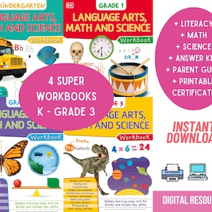 Literacy, Math & Science Bundle (K -grade 3), Math Printable Worksheets ...