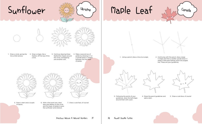 How to Draw Kawaii Doodles, Cute Art Printable Worksheets Art Digital ...