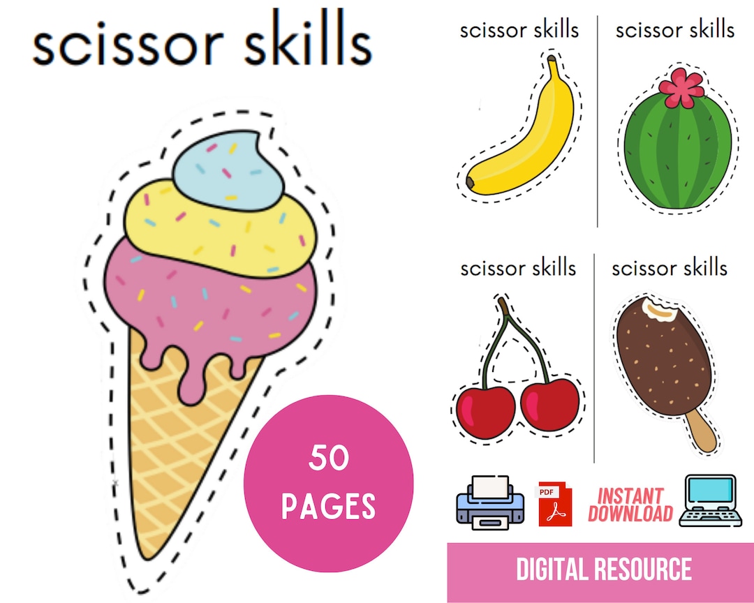 Printable Scissors Practice Worksheets Toddler Activity Fine Motor ...