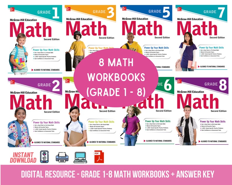 Math Workbooks Bundle: Grade 1-8 Homeschool PDF (printable) - Etsy
