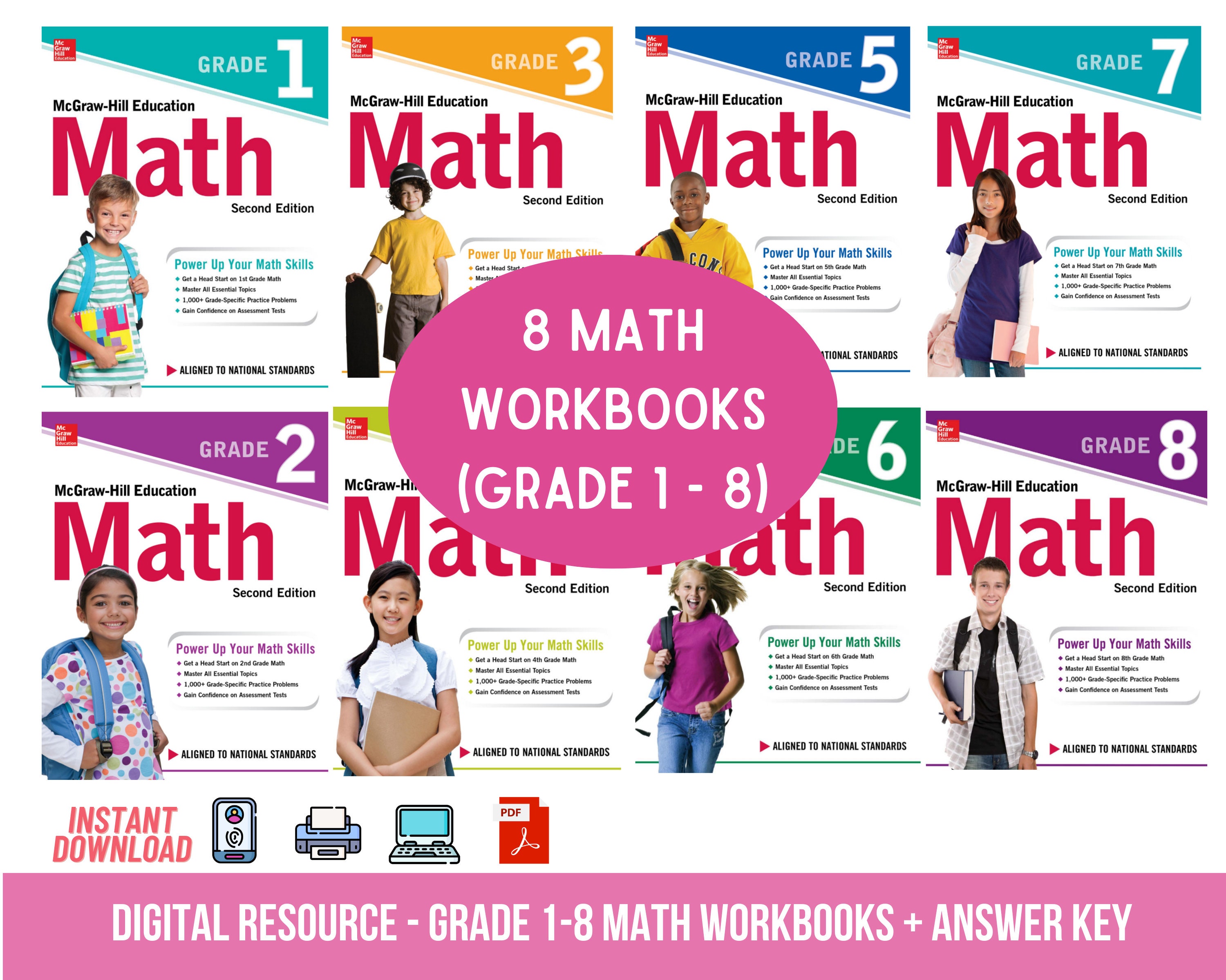 Math Workbooks Bundle: Grade 1-8 Homeschool PDF (printable) - Etsy