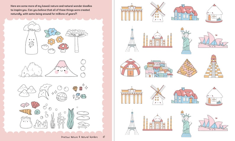 How to Draw Kawaii Doodles, Cute Art Printable Worksheets Art Digital ...