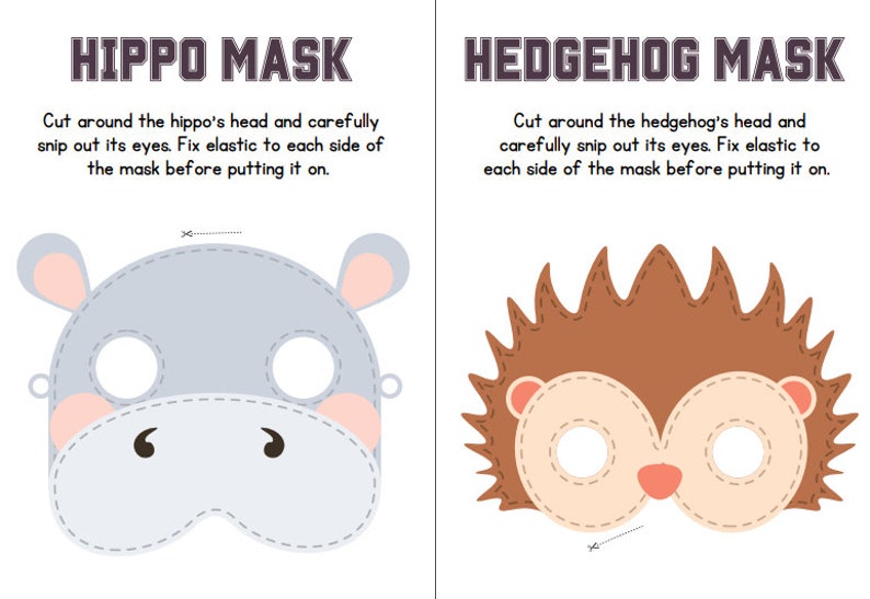Printable Masks Worksheet for Kids Animals Activity, Printable ...