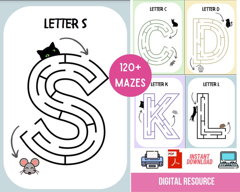 Printable Maze Worksheets for Kids Worksheets Kindergarten English ...