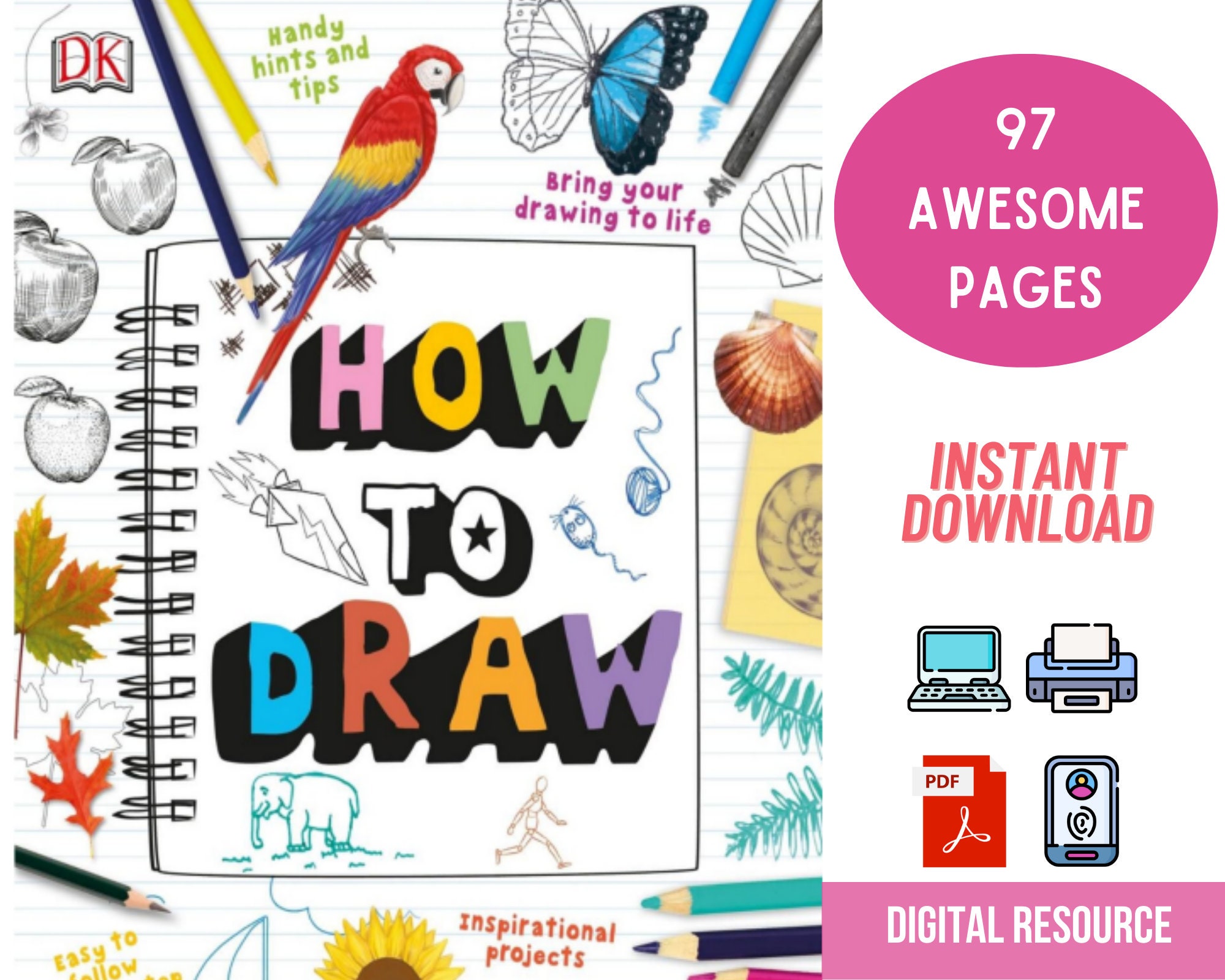 How to Draw Book for Kids Art Homeschool Printable Worksheets, Kids ...