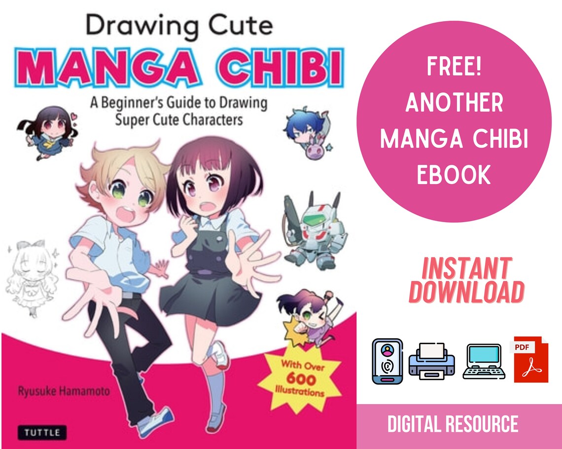 How to Draw Kawaii Chibi, Chibi Art Printable Worksheets Art Digital ...