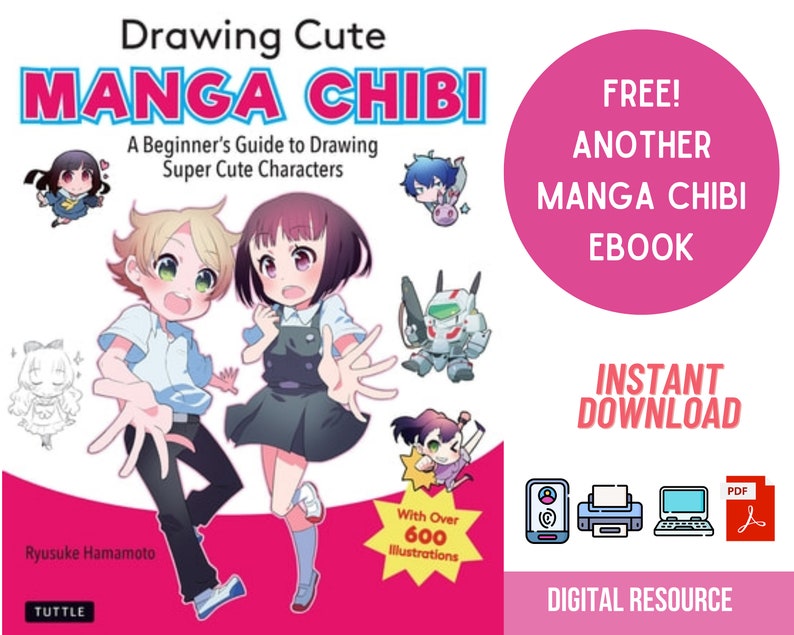 How to Draw Kawaii Chibi, Chibi Art Printable Worksheets Art Digital ...