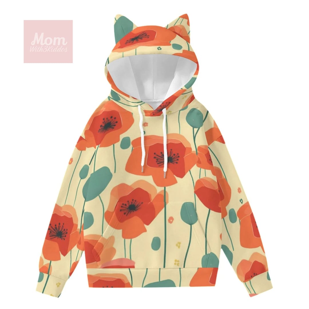 Women's Cat Ear Hoodie, Unique Pattern Hoodie With Decorative Ears ...