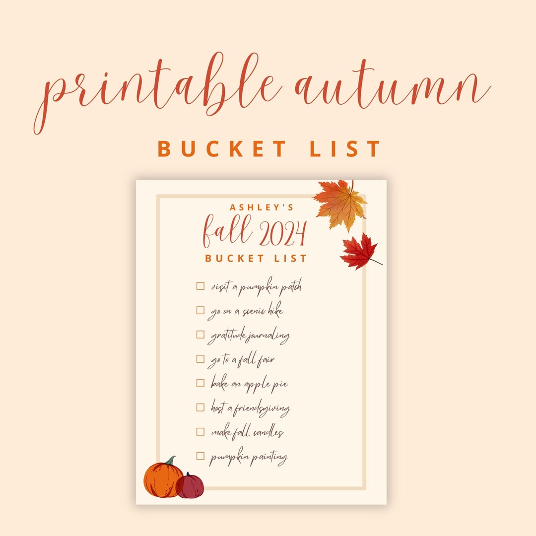 Editable Fall Bucket List, Autumn Checklist, Printable L Easy to Edit ...