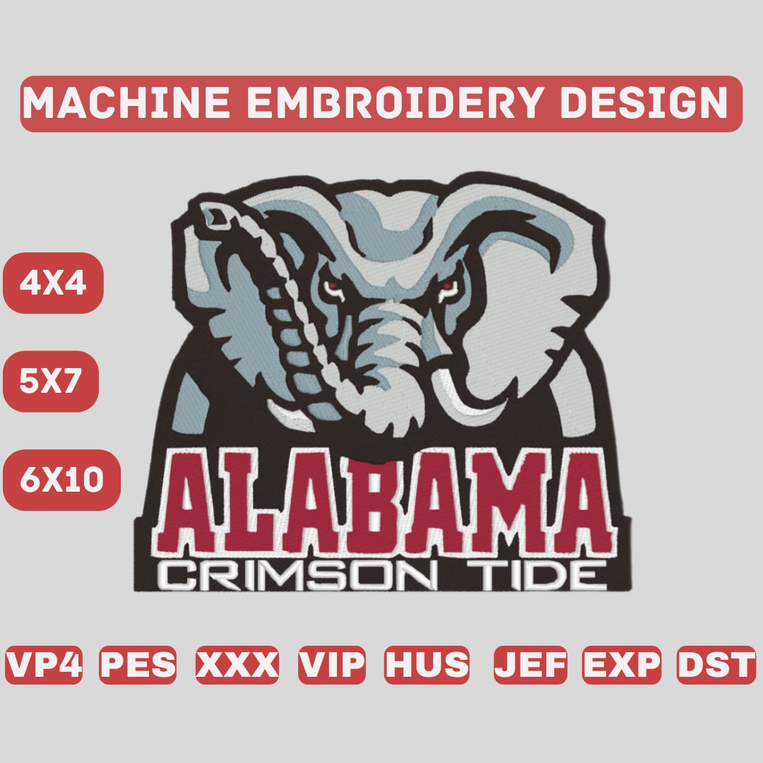 Alabama Crimson Tide Embroidery Design - Etsy