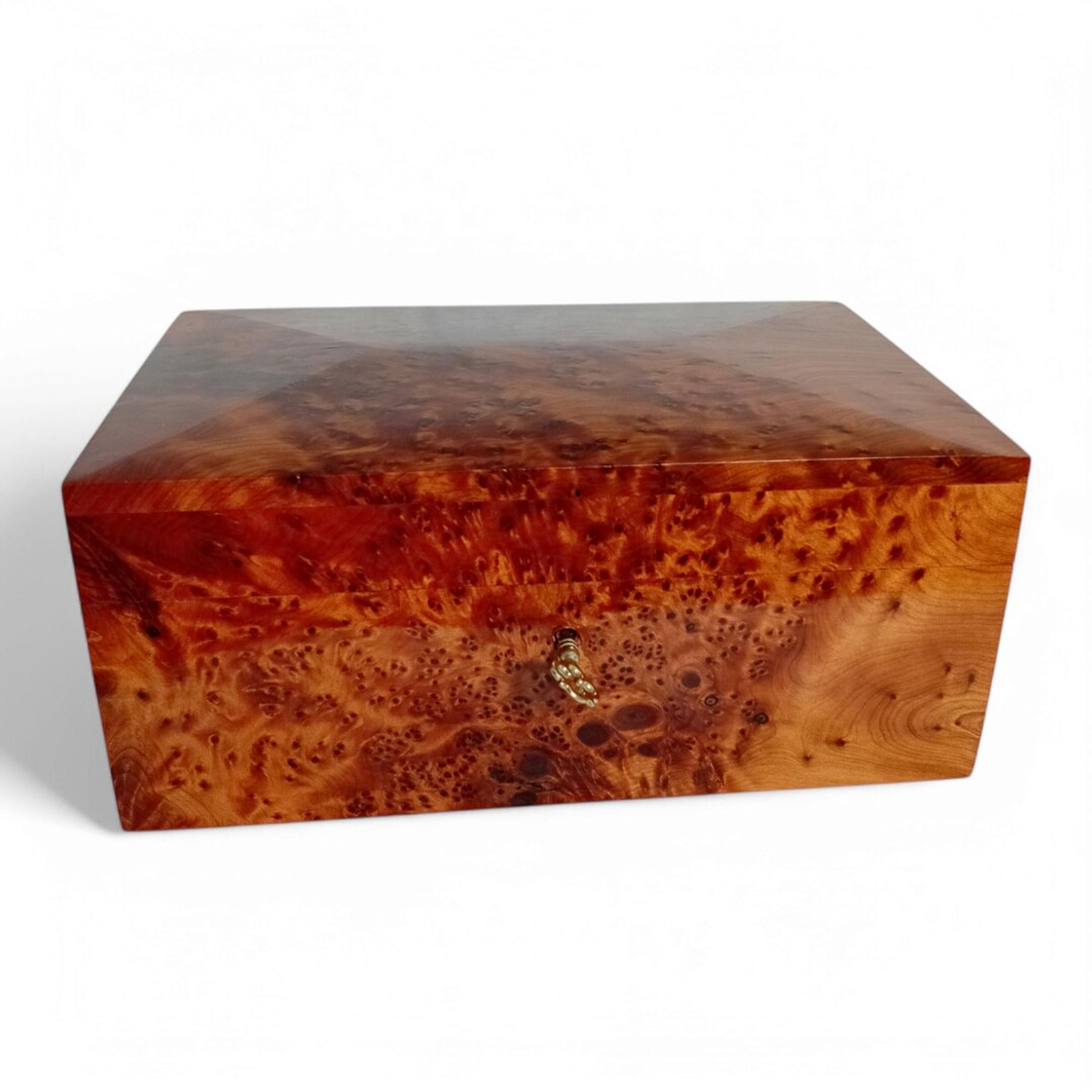 Luxury Thuya Wood Jewelry Box With Lock Keepsake Memory Box, Wedding ...