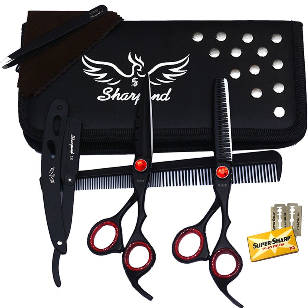 Black Barber Scissors Set - Professional Hairdressing Scissors Set ...