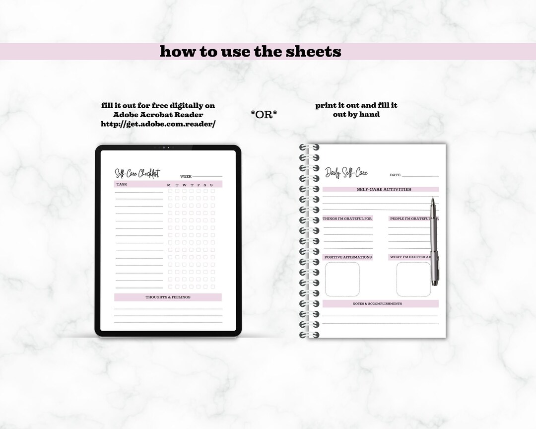 Self-care Checklist for Mental Health and Wellbeing, Self-love and ...