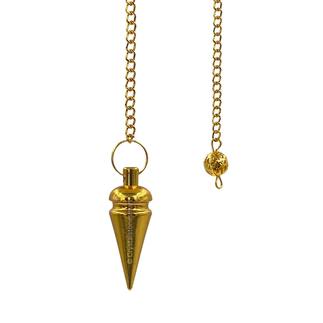 Pendulum Healing Metal Pendulums Gold Cone With Ring Head Steel Copper ...