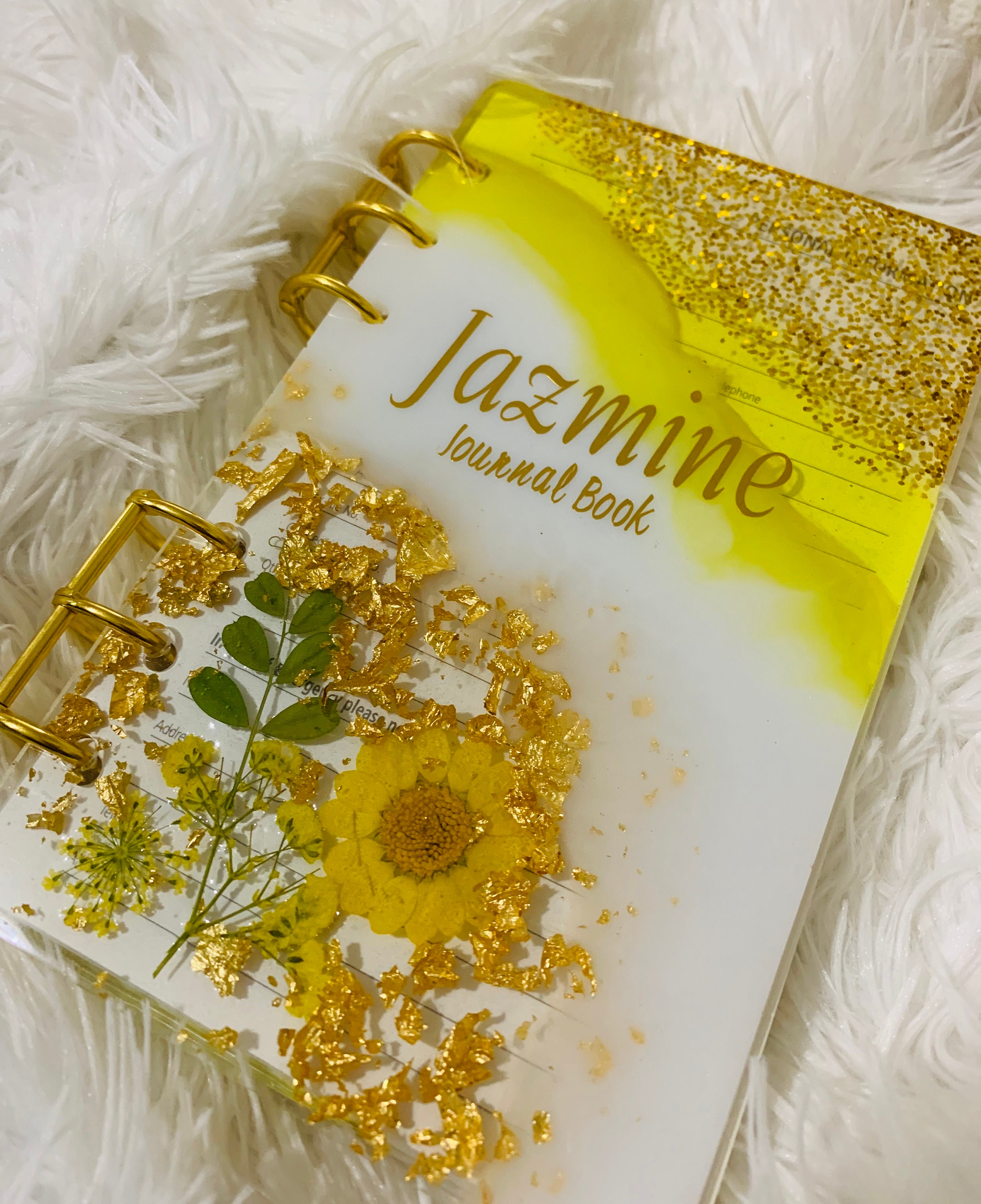 Hermosa Libreta De Notas Personalizada En Resina Epoxy Con Flores ...