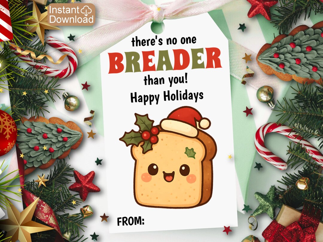 Kawaii Bread Christmas Class Gift Tags Exchange Printable Basket Tag ...