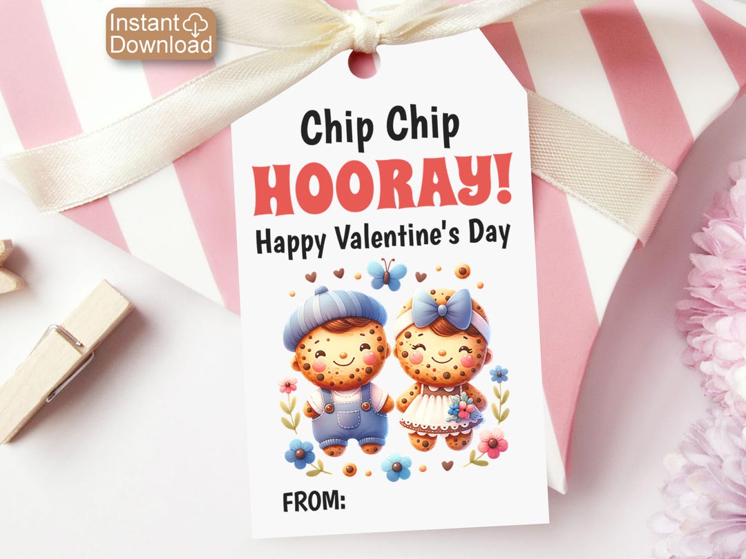Chip Chip Hooray Valentine Gift Tag for Friend Valentines Day Tag ...