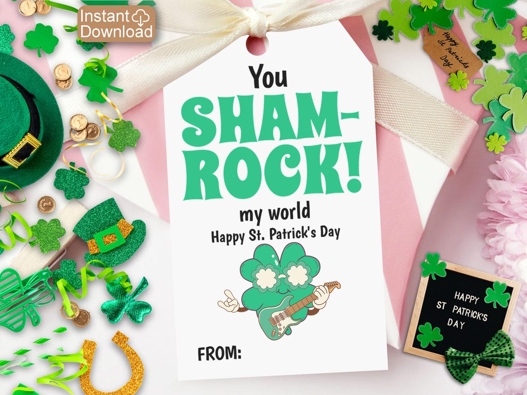 Shamrock St Patrick's Day Tag Printable St. Patrick's Day Daycare Gift ...