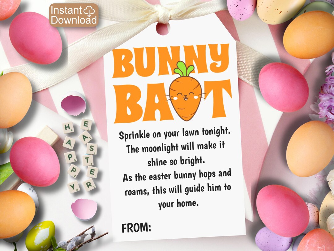 Bunny Bait Tags Printable Bunny Carrot Tag Watercolor Rabbit Easter Tag ...