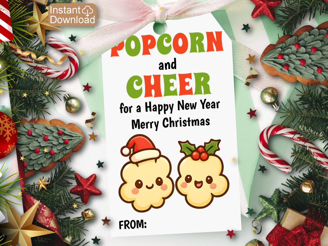 Christmas Popcorn Gift Tags, Classroom Exchange Printable (digital ...