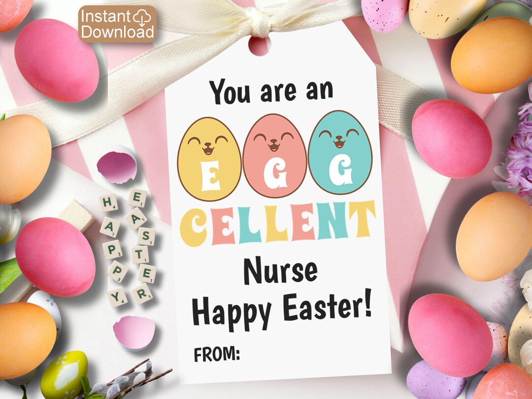 Nurse Easter Egg Gift Tags Printables Easter Basket Tags Easter Day Tag ...