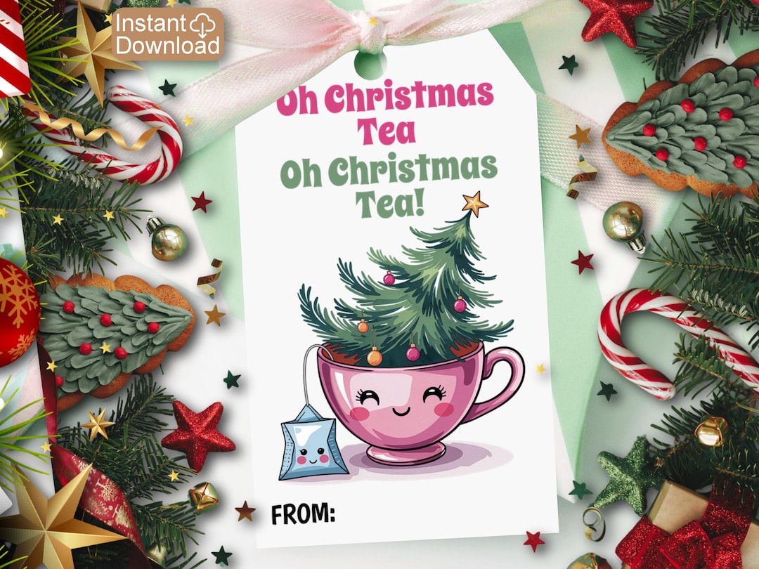 Watercolor Christmas Tea Gift Tags: Printable Basket Tags (digital ...