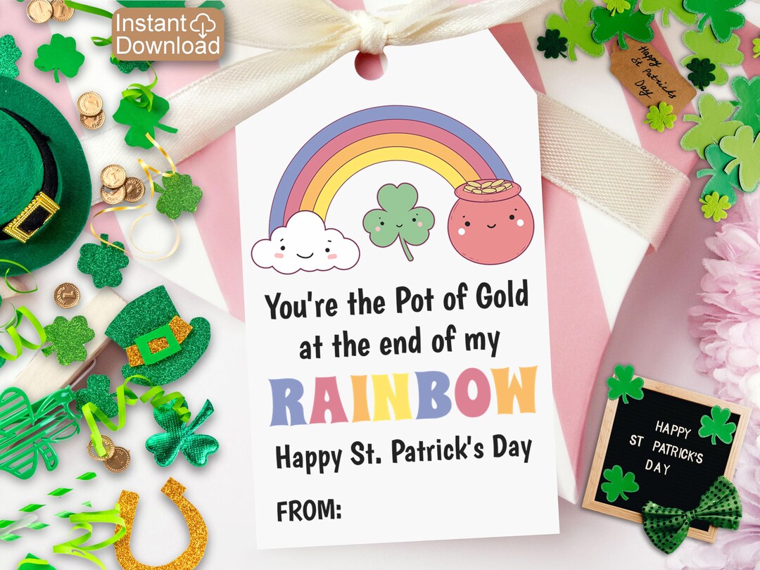 Happy St Patricks Day Gift Tags Rainbow St. Patrick's Day Tag Printable ...