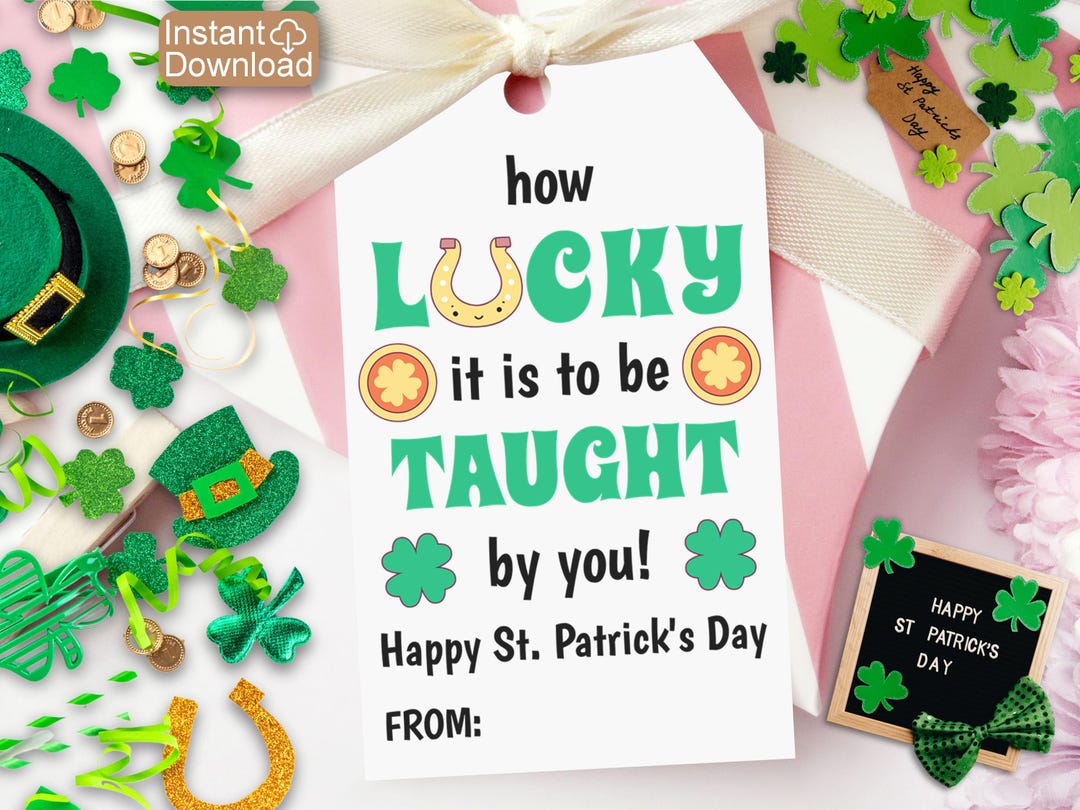 St Patricks Day Gift Tag Lucky Teacher Tag St. Patrick's Day Tag ...