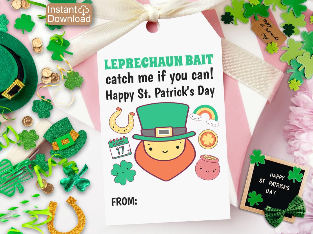 Leprechaun Bait Tags Printable St Patrick's Day Tag for Kids St ...