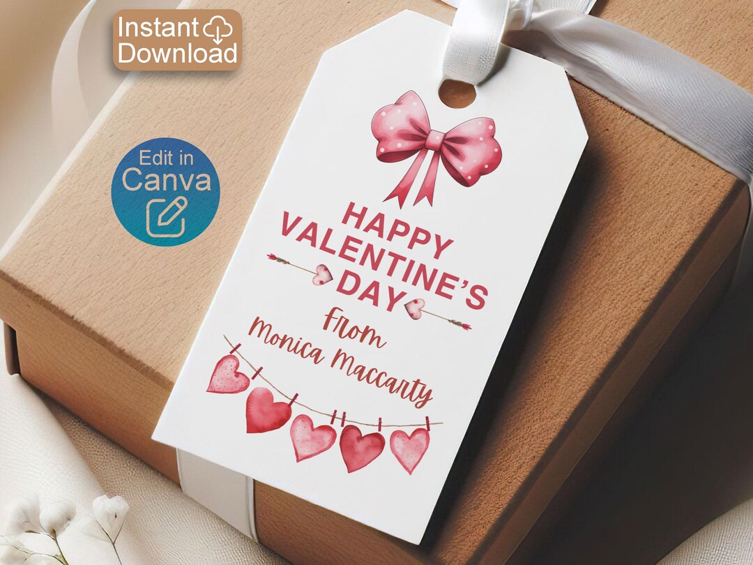 Editable Valentines Day Tags Printable Happy Valentine Day Gift Tag ...